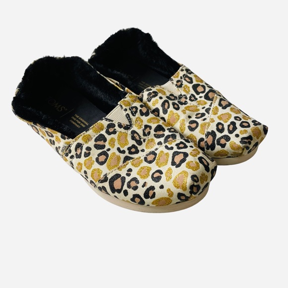 Toms | Shoes | Toms Alpargata Natural Glitter Cheetah Faux Fur Lined ...